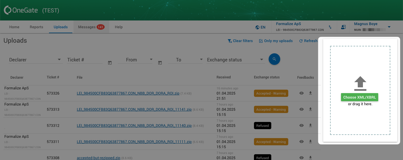 How to submit your Register of Information: Belgium, OneGate Platform, National Bank of Belgium